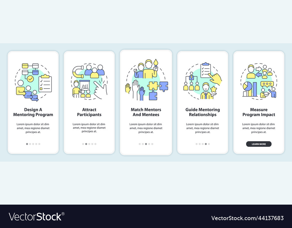 Successful mentoring process onboarding mobile Vector Image