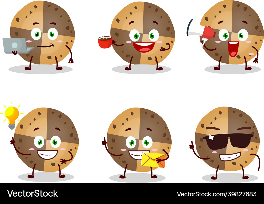 Sweety cookies cartoon character with various Vector Image
