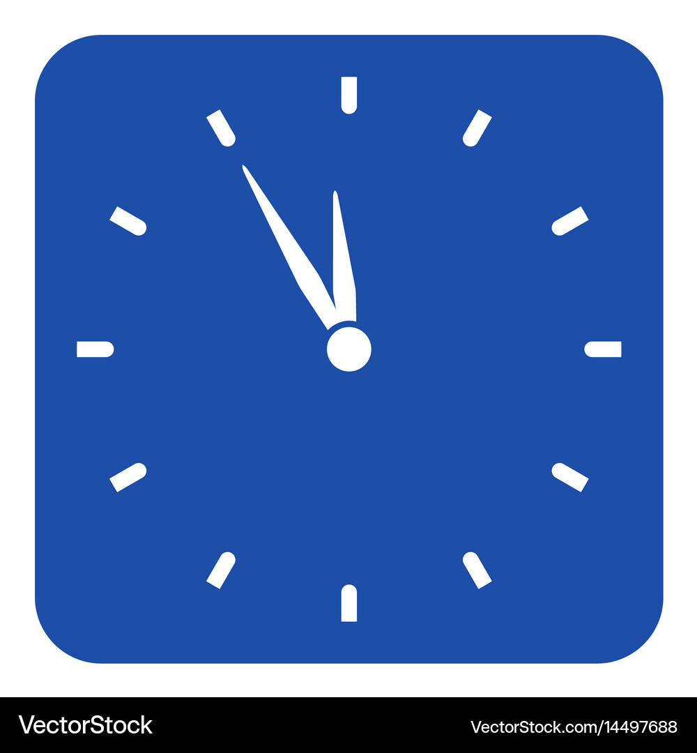 Blue white sign - last minute clock icon Vector Image