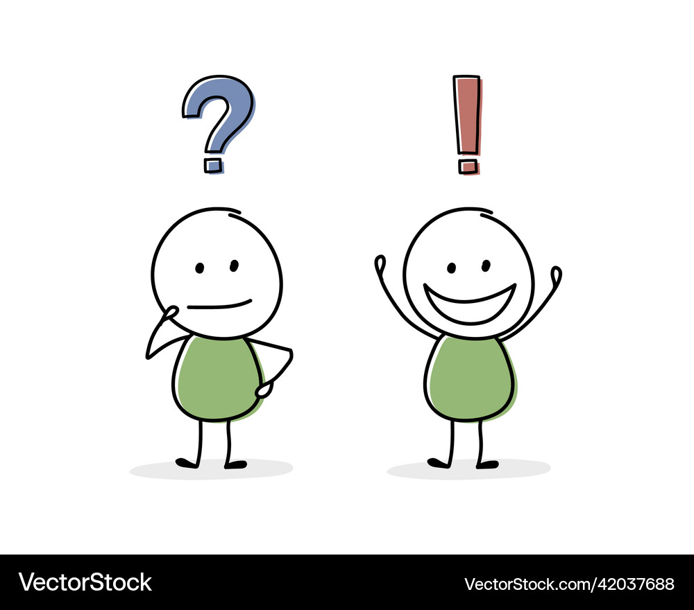 Cartoon characters with question and exclamation Vector Image