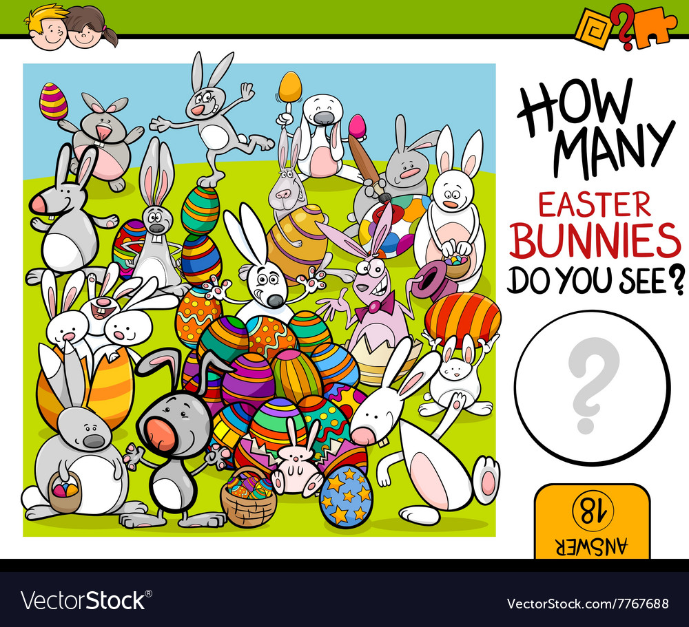 Counting task with easter bunny Royalty Free Vector Image