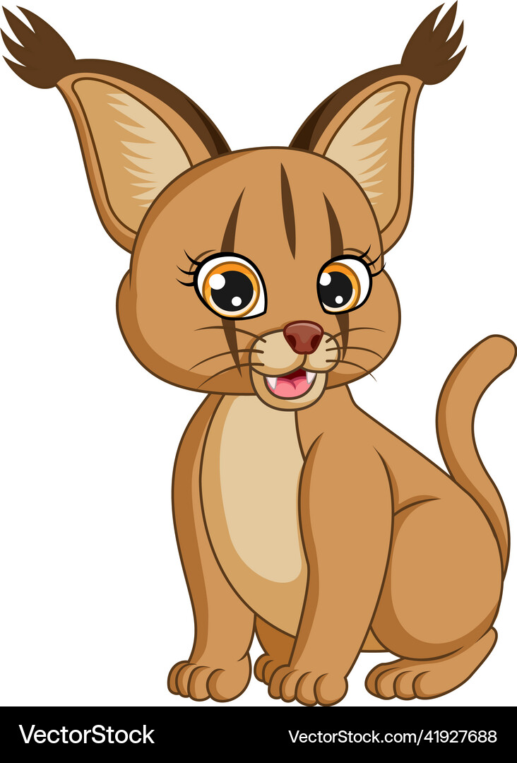 Cute lynx cartoon on white background Royalty Free Vector