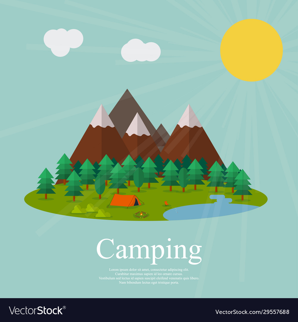 Flat camping Royalty Free Vector Image - VectorStock