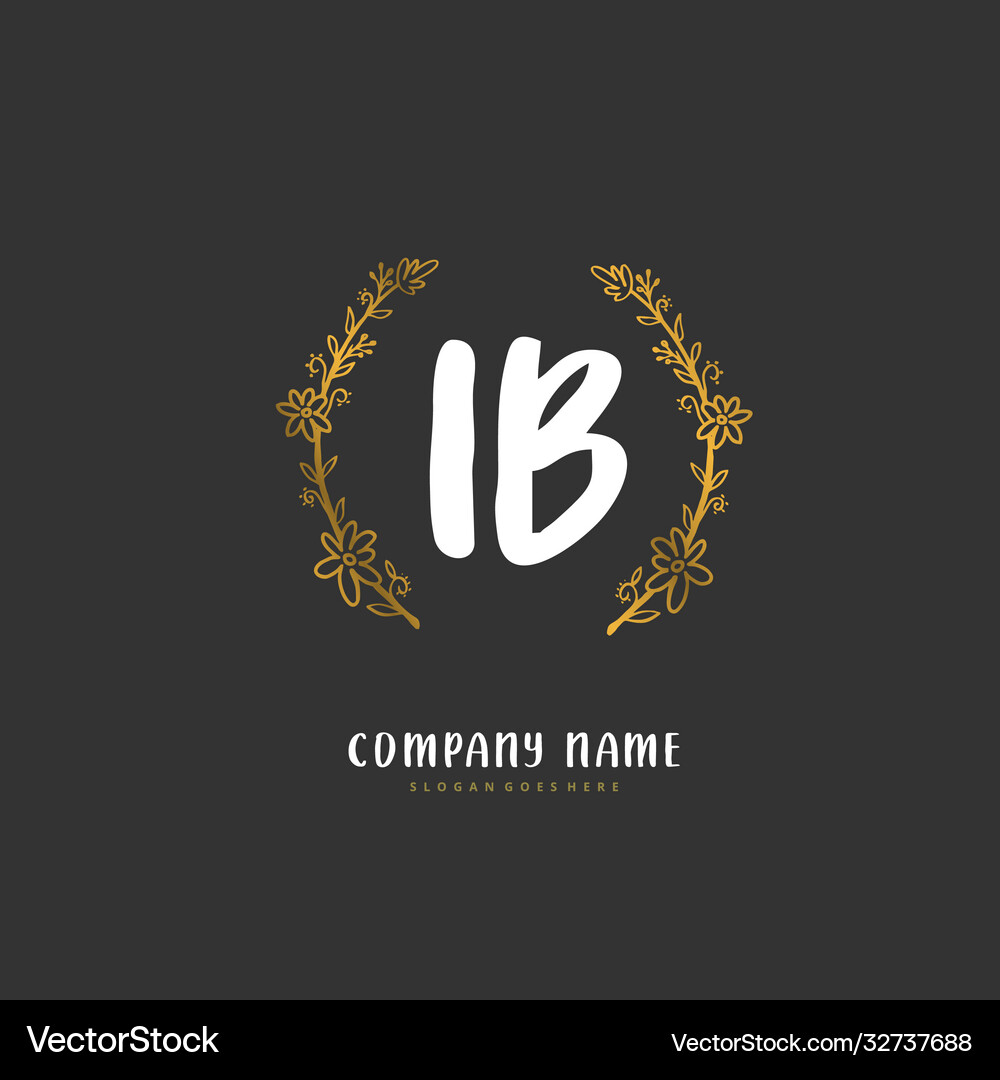 I b ib initial handwriting and signature logo Vector Image
