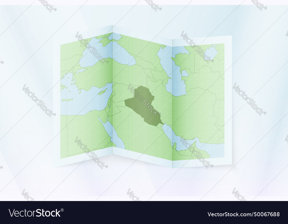Iraq map folded paper Royalty Free Vector Image