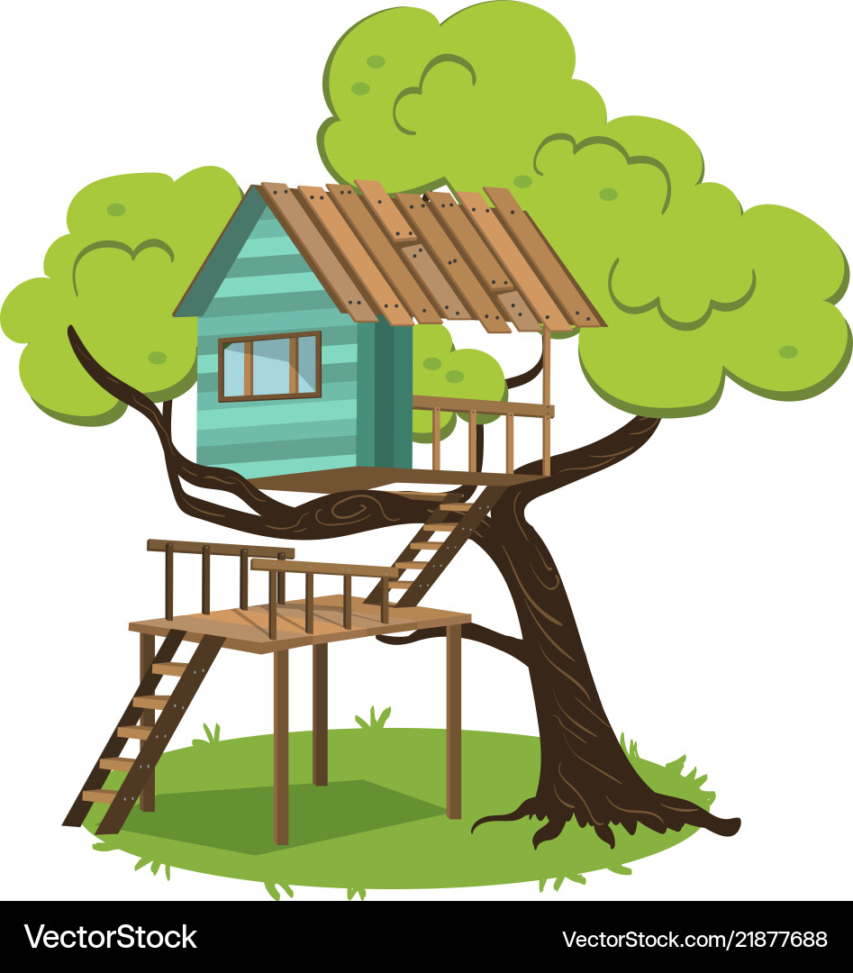 Modern hut on branches of tree poster Royalty Free Vector