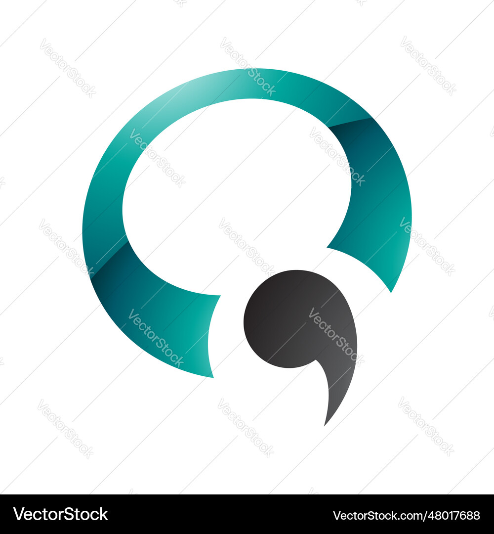 Persian green and black glossy comma shaped Vector Image