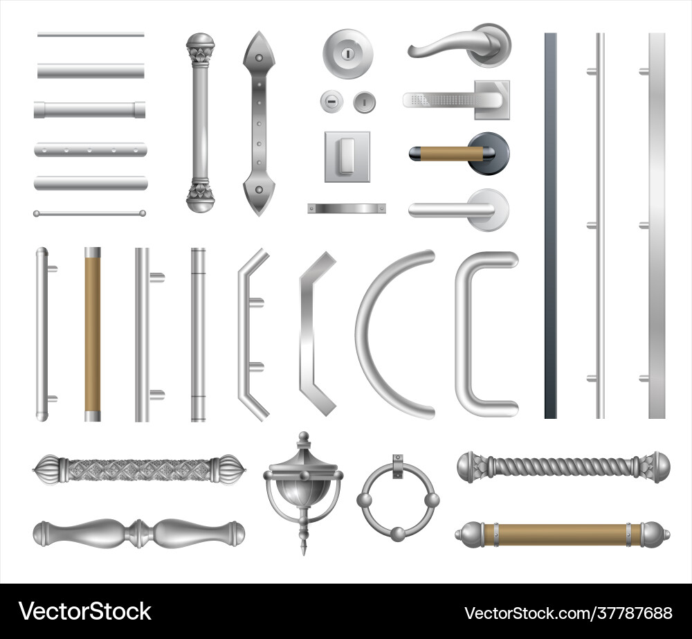 Set modern and classic door handles Royalty Free Vector