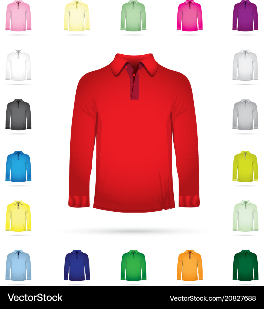 Set of long collared t-shirt Royalty Free Vector Image