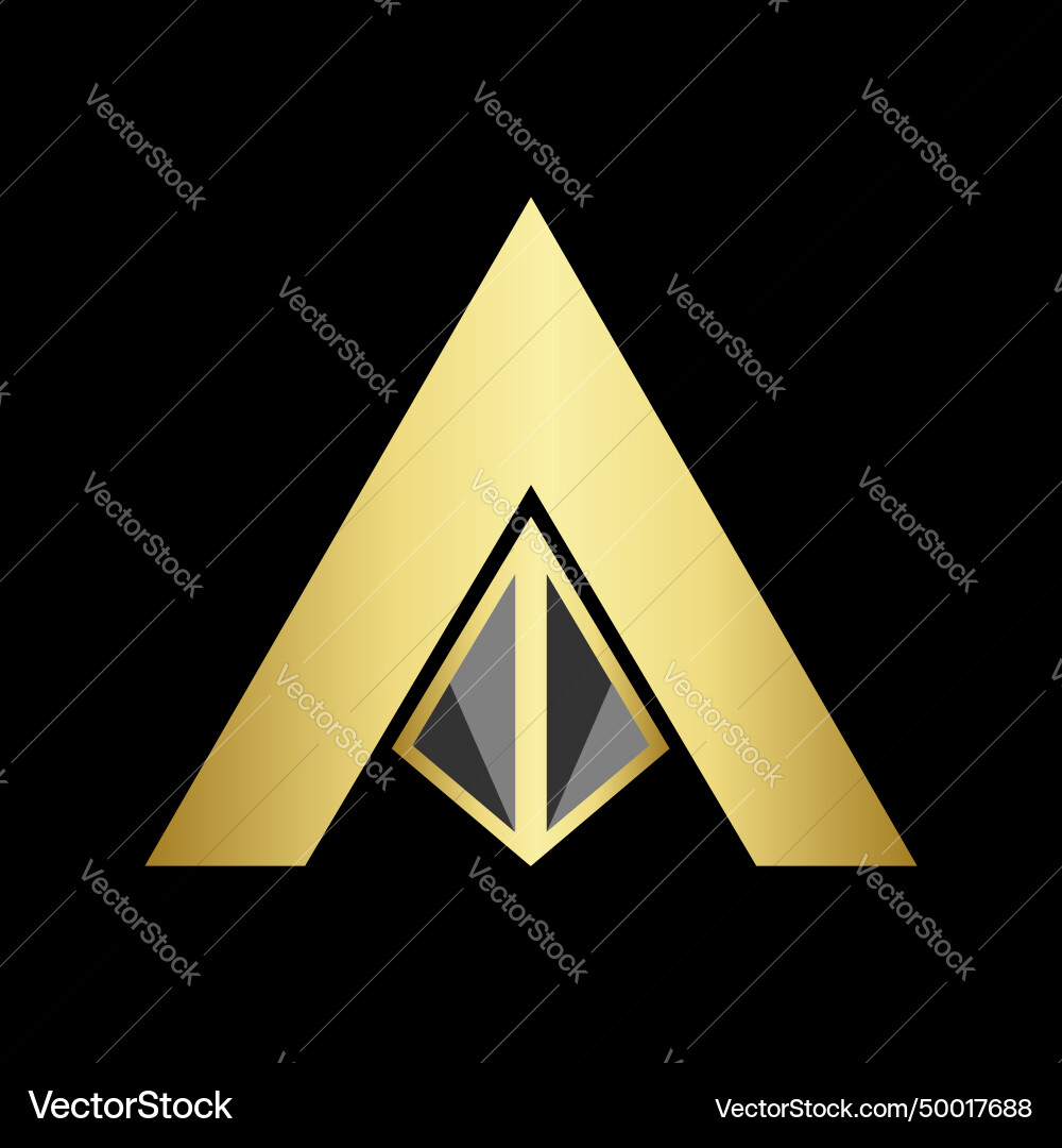 Triangle diamond gold jewelry logo Royalty Free Vector Image