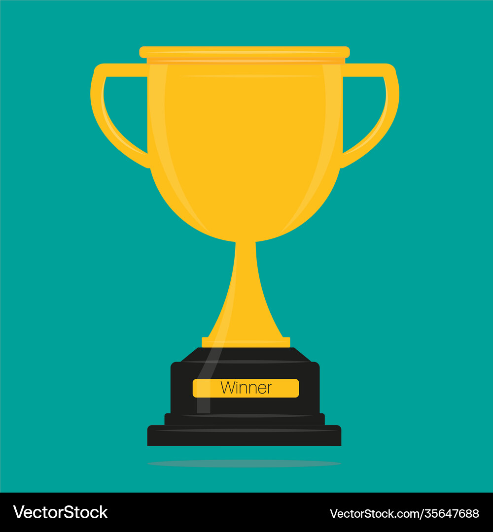 Winners gold cup trophy awarded as prize Vector Image