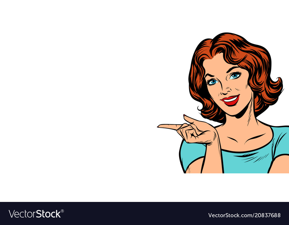 Woman Pointing Fingers Left Royalty Free Vector Image