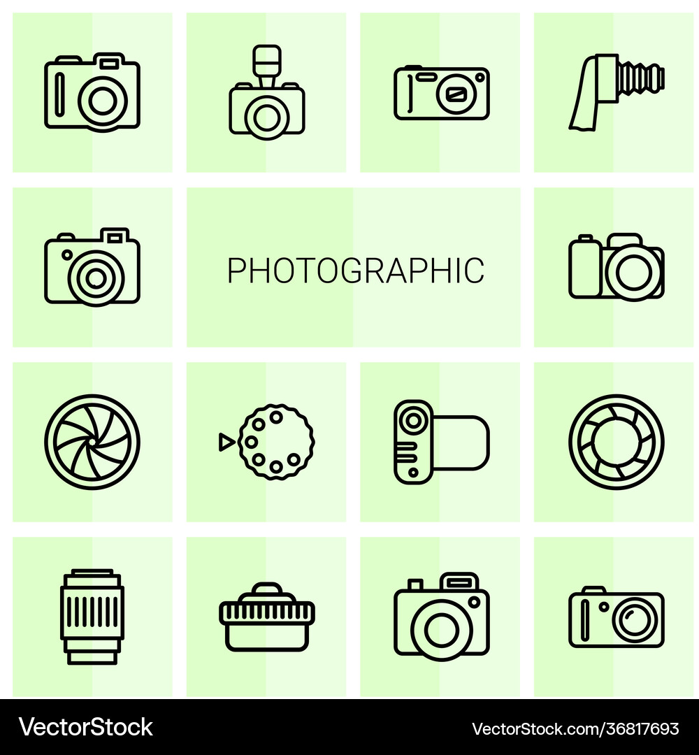 14 photographic icons Royalty Free Vector Image