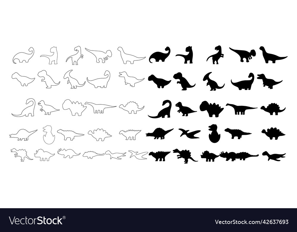 Big set of dinosaursanimals bundle coloring Vector Image