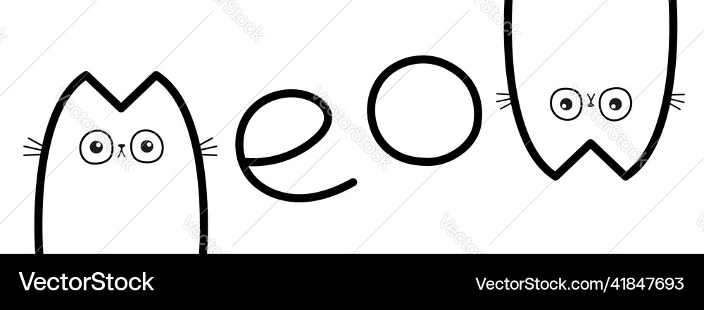Black cat face head set two cute kittens meow Vector Image