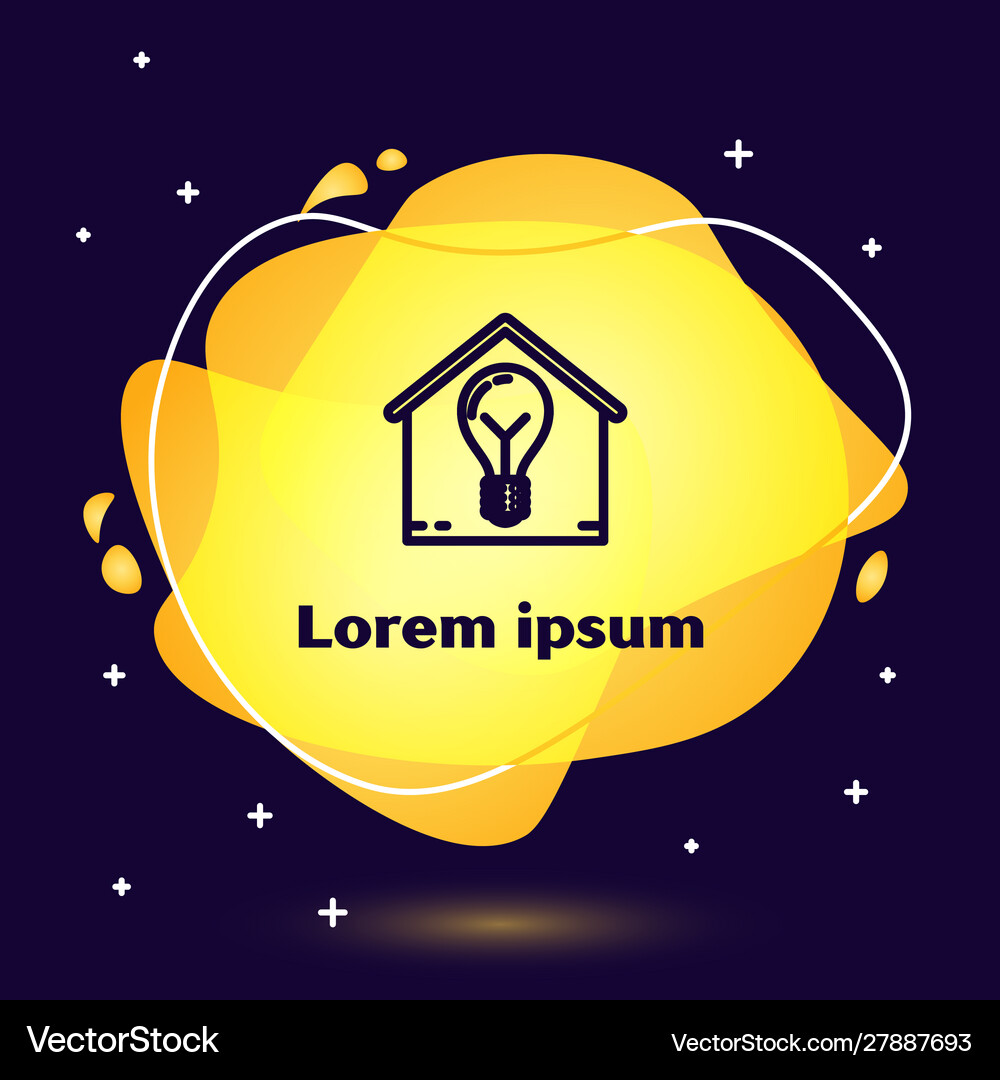 Black line smart house and light bulb icon Vector Image
