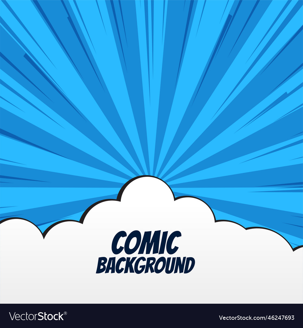 Comic background with clouds and rays Royalty Free Vector