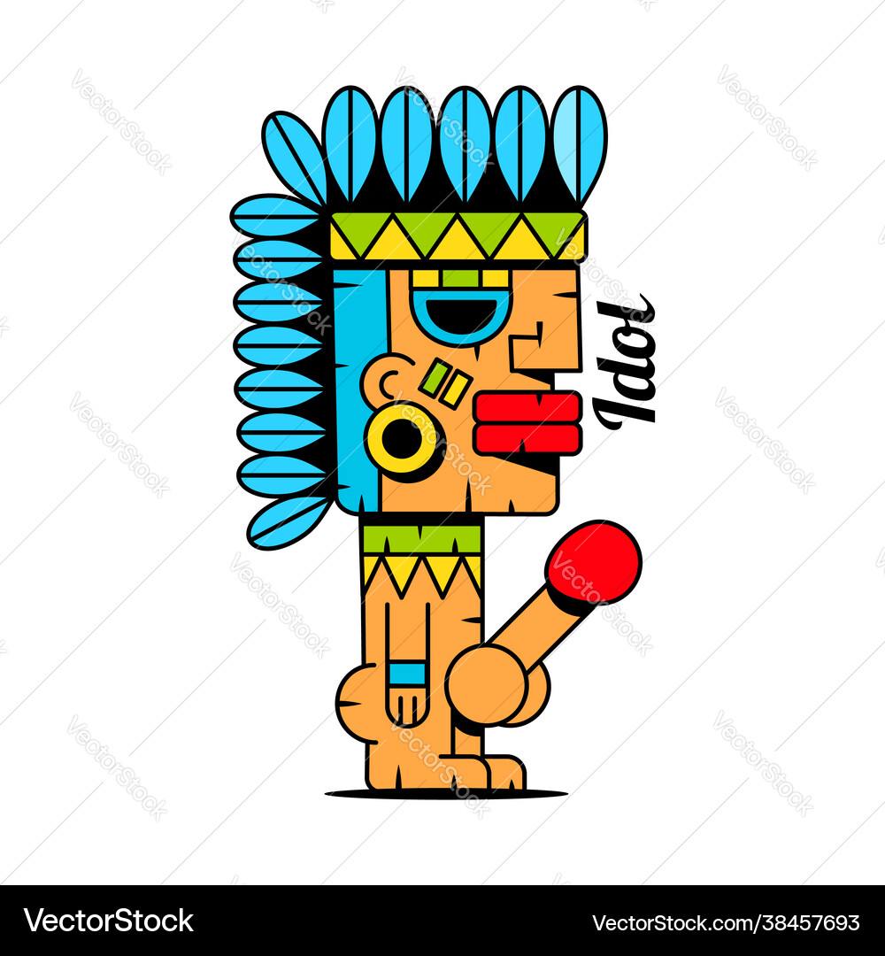 Happy wood idol icon cartoon Royalty Free Vector Image
