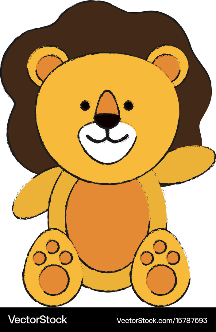 Lion or stuffed cute animal icon image Royalty Free Vector