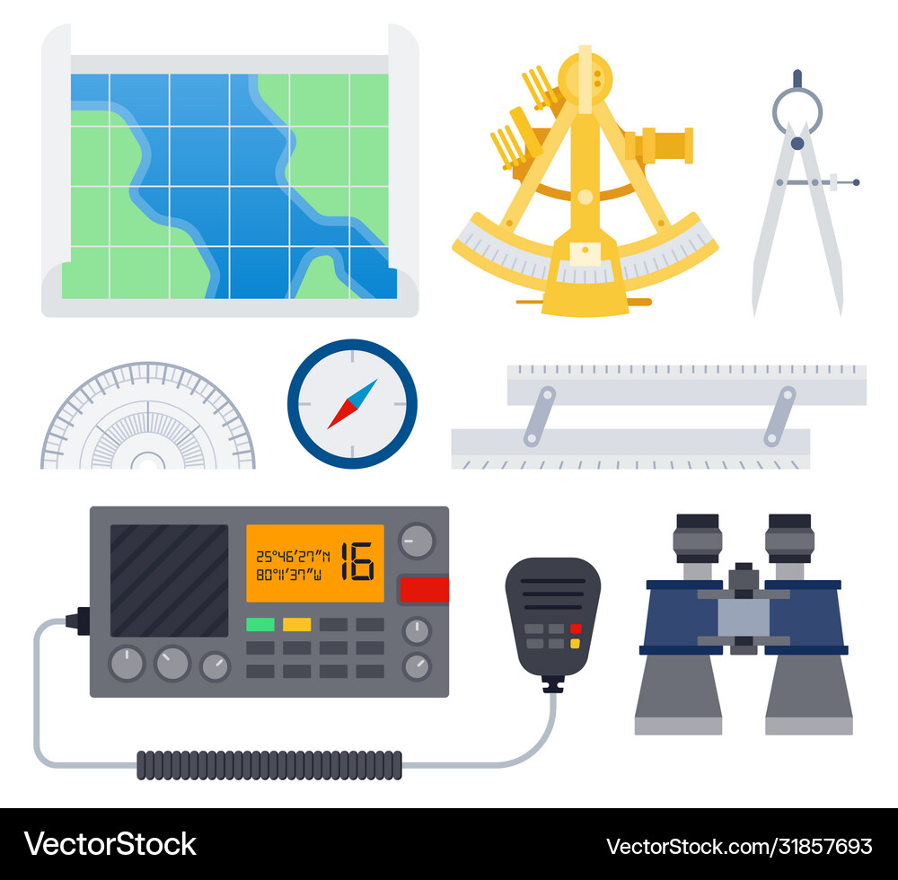 Marine equipment flat boat Royalty Free Vector Image