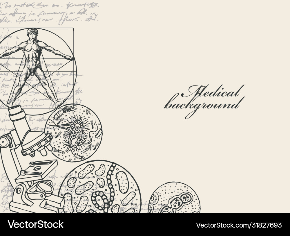 Medical backdrop with drawings and place for text Vector Image