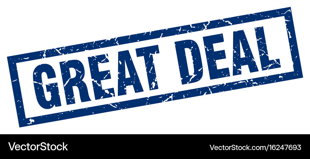 Square grunge blue great deal stamp Royalty Free Vector