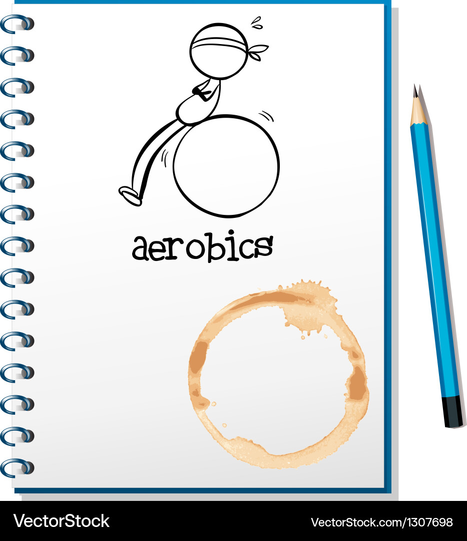 A notebook with drawing of boy doing aerobics Vector Image