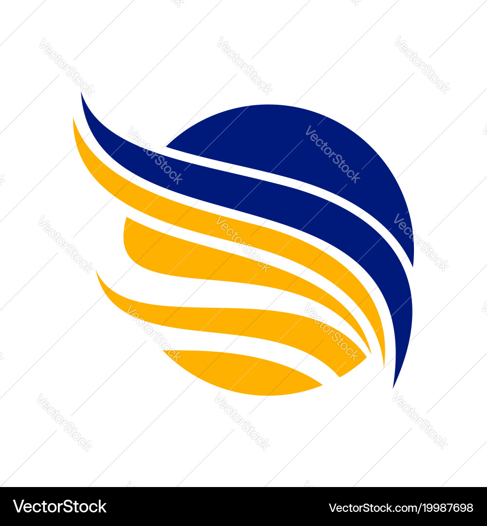 Abstract circled blue yellow wing symbol design Vector Image