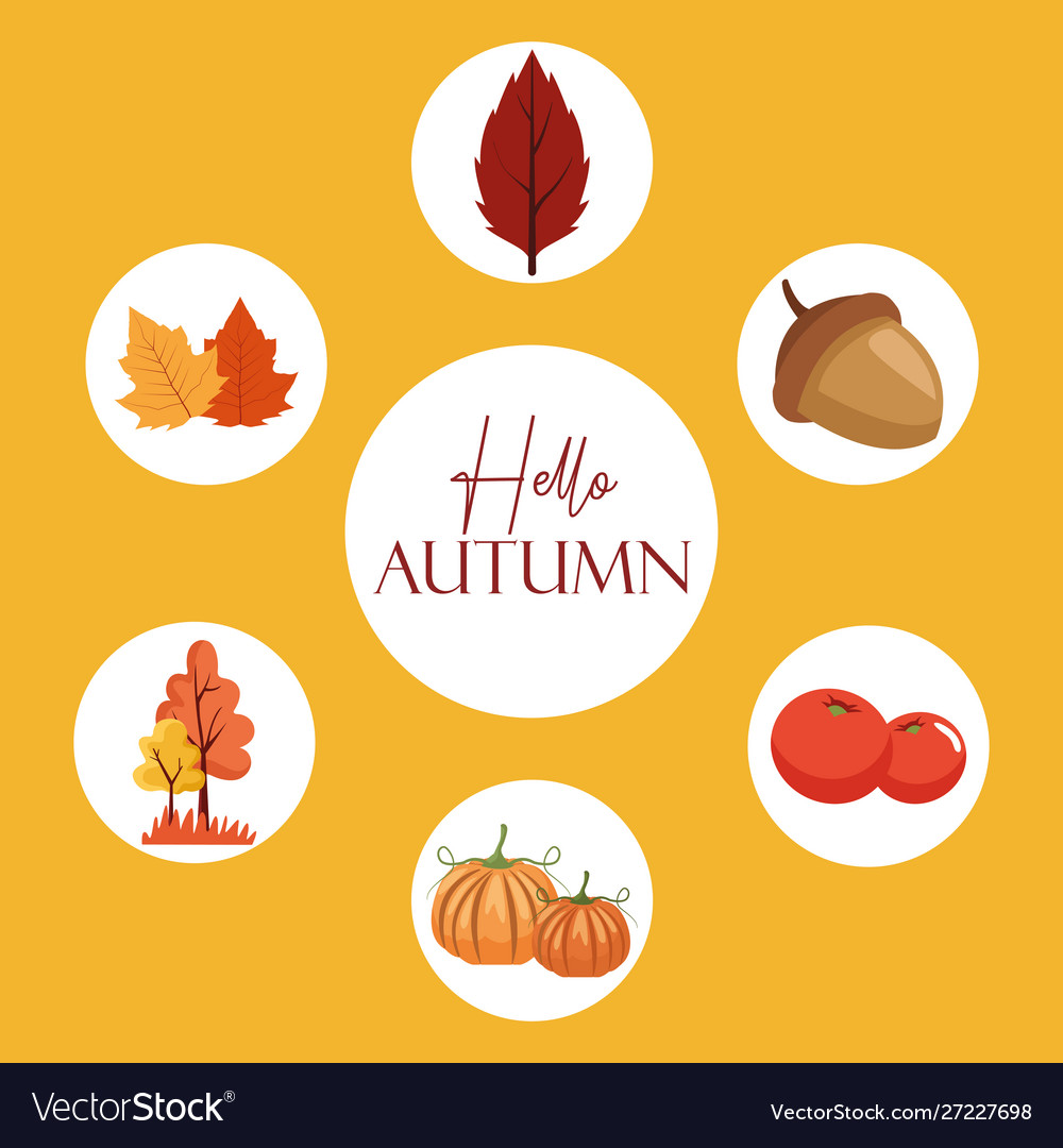 Bundle autumn season icons Royalty Free Vector Image