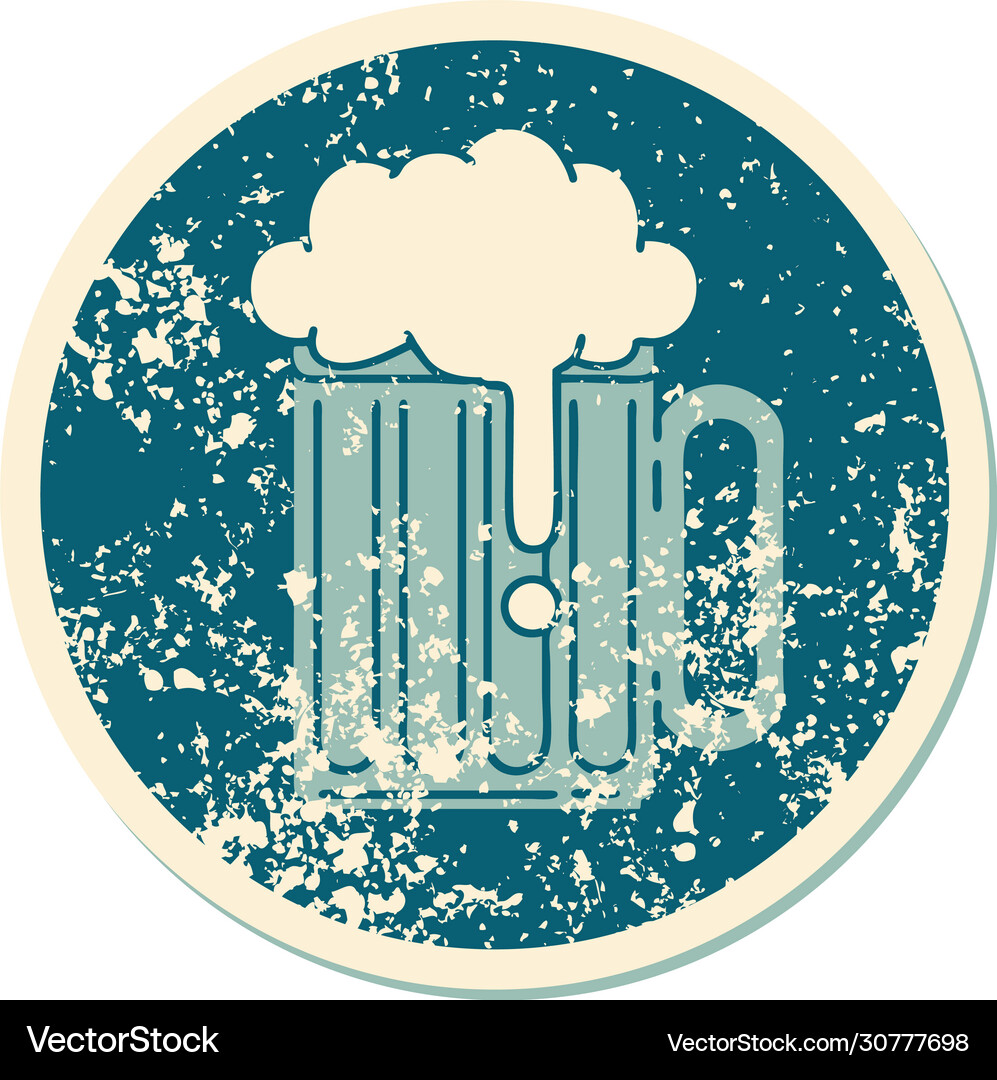 Distressed sticker tattoo style icon a beer Vector Image