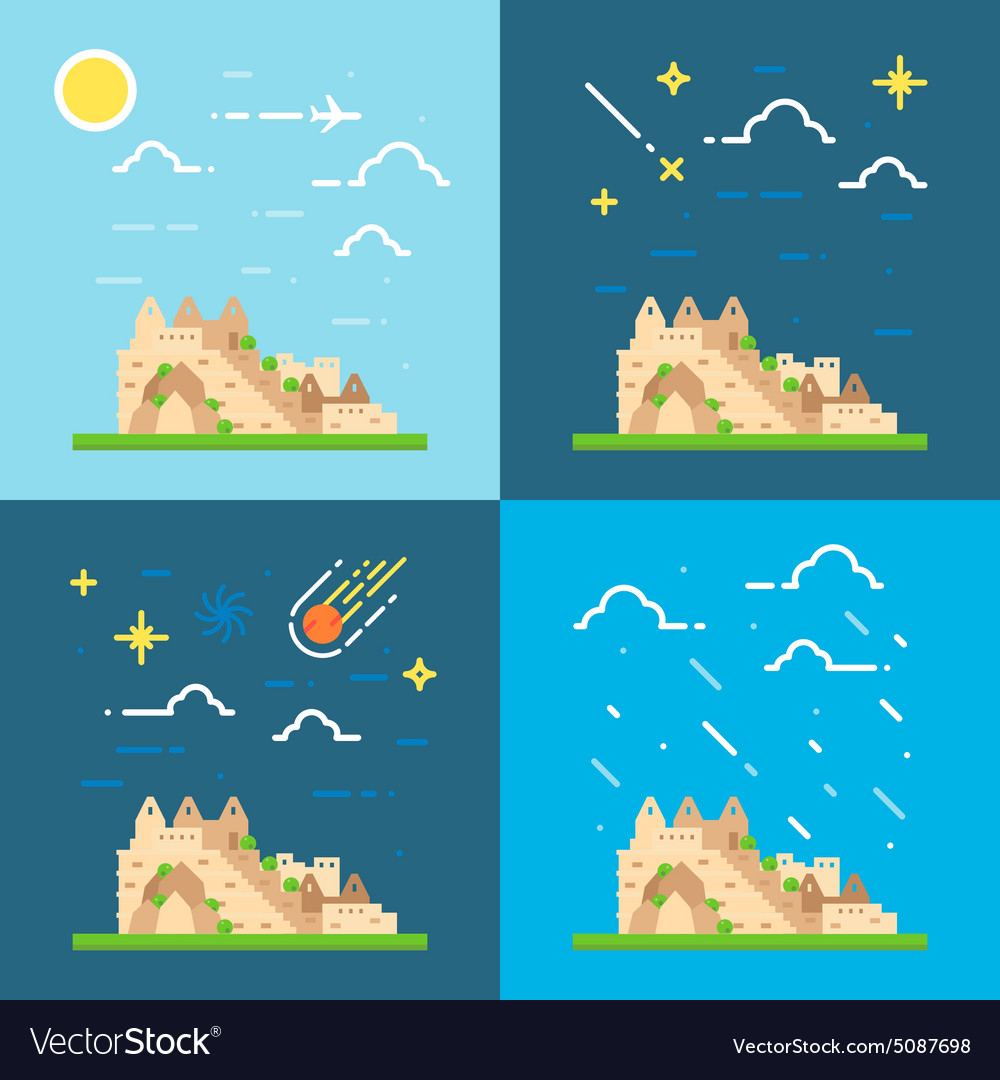 Flat design 4 styles of Machu Picchu Peru Vector Image Flat design 4 styles of Machu Picchu Peru Vector Image