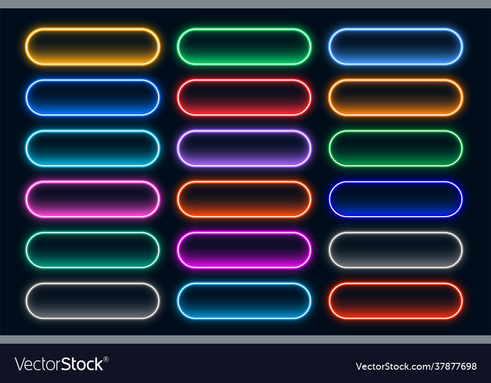 Glowing neon web buttons collection Royalty Free Vector