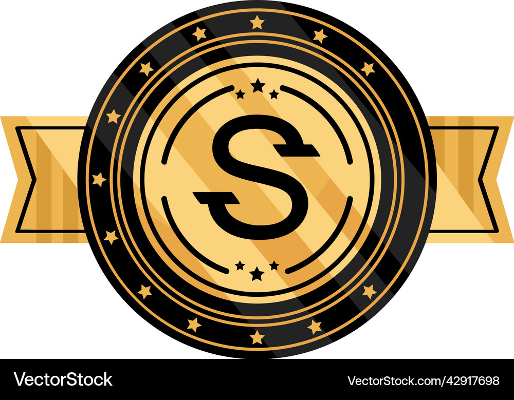 Golden emblem and ribbon Royalty Free Vector Image