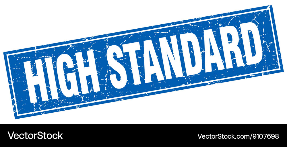 High standard blue square grunge stamp on white Vector Image