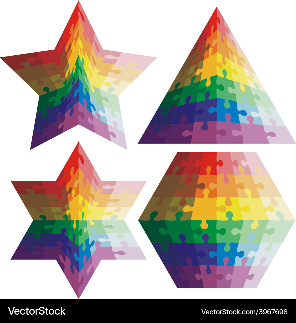 Jigsaw puzzle set geometric shapes colors Vector Image