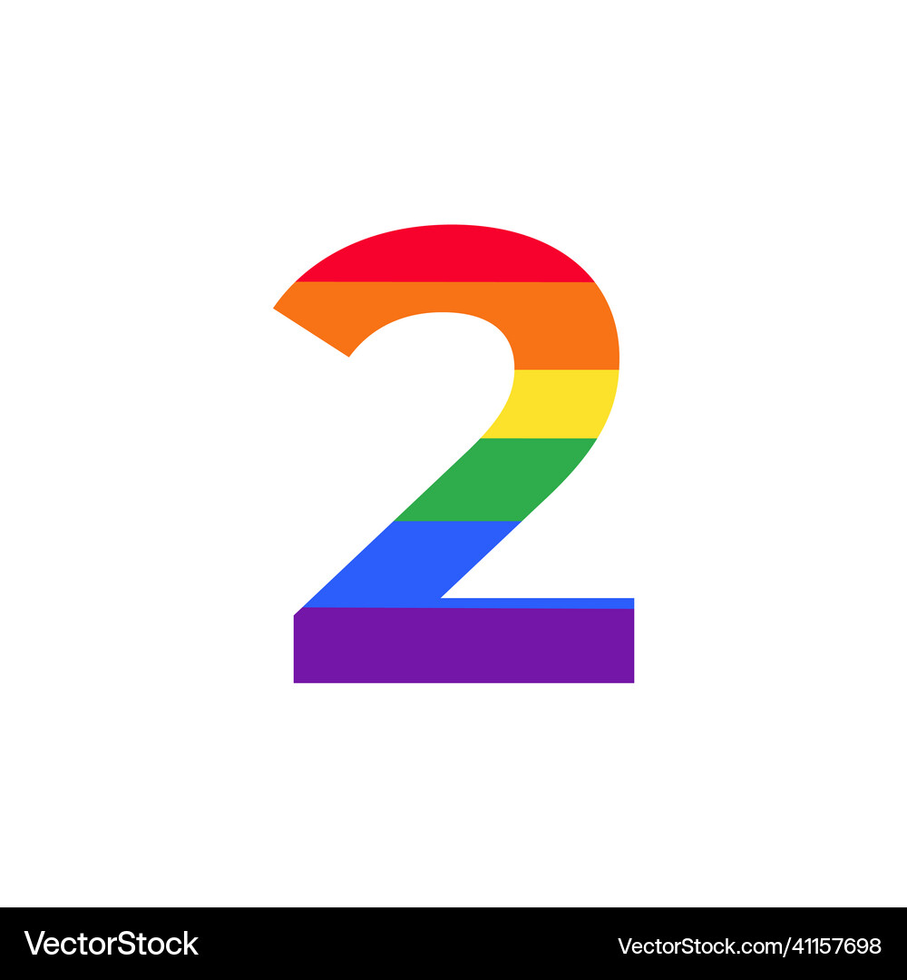 Number 2 colored in rainbow color logo design Vector Image
