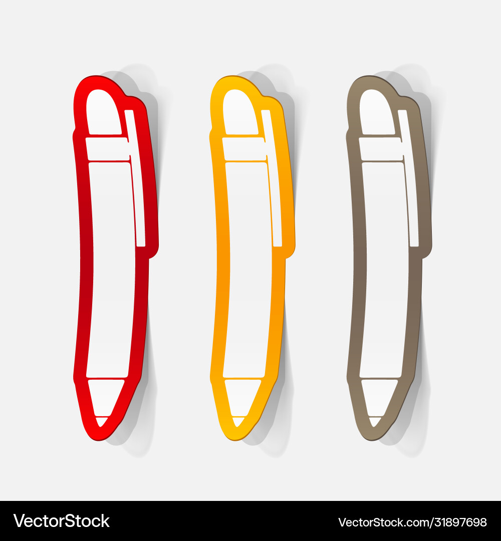 Paper sticker icons pen Royalty Free Vector Image