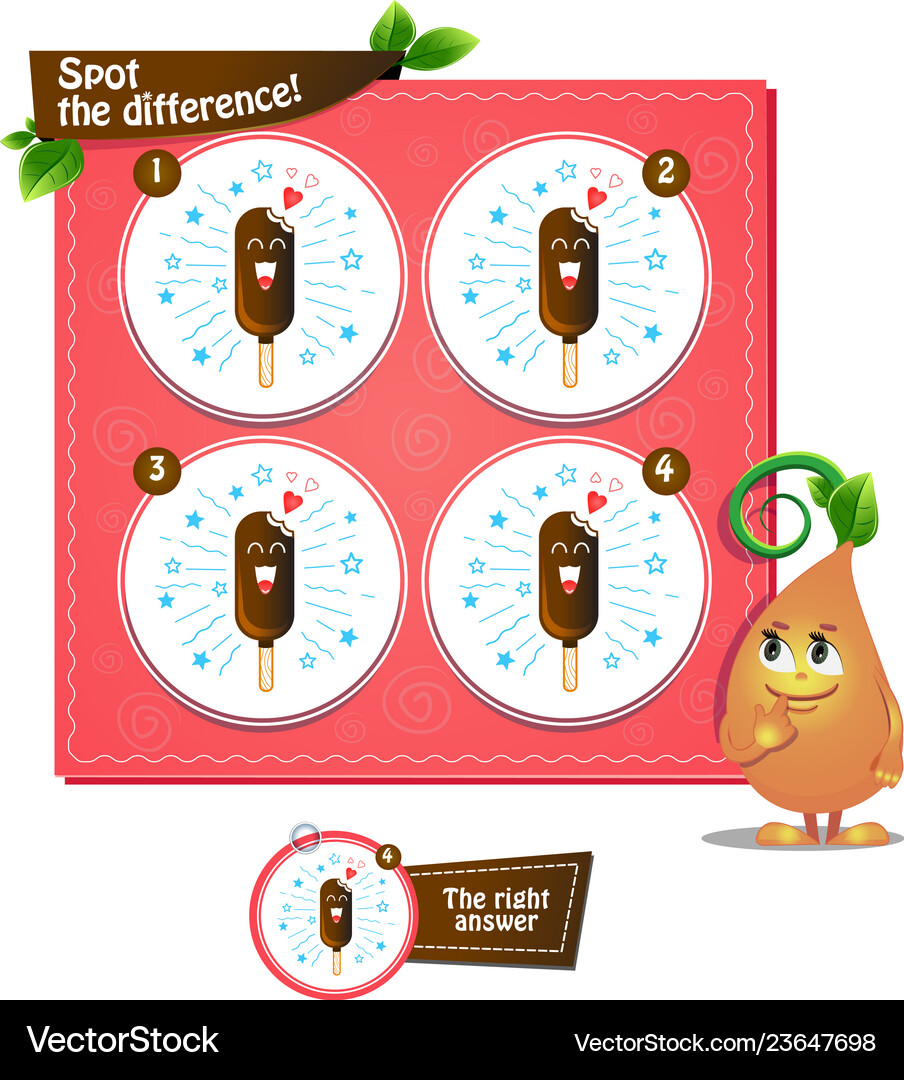 Spot the difference ice cream Royalty Free Vector Image