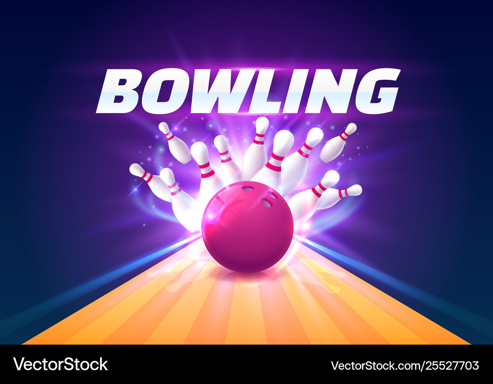 Bowling club poster with bright background Vector Image