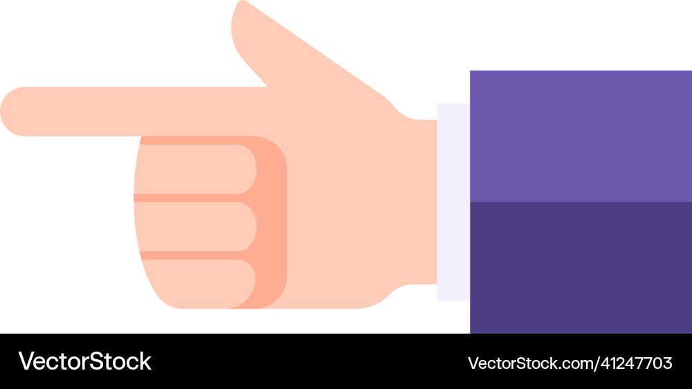 Business man in suit pointing forefinger left Vector Image