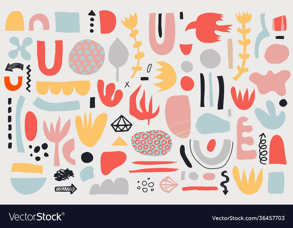 Collage pattern background hand drawn Royalty Free Vector