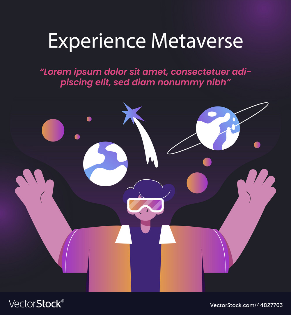 Flat design metaverse posts Royalty Free Vector Image