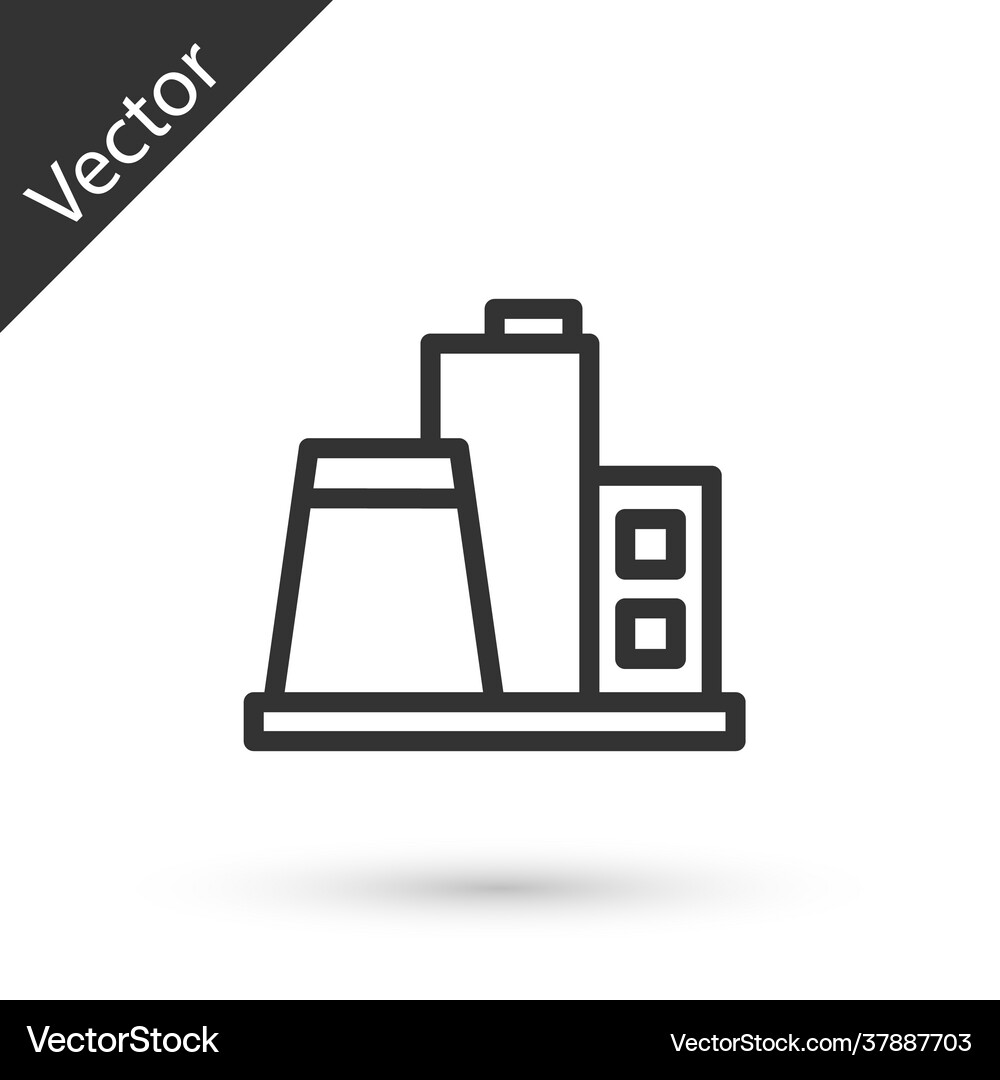 Grey line factory icon isolated on white Vector Image