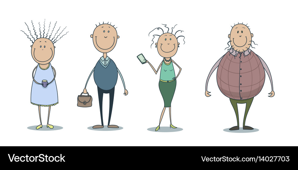 Hand drawn set of a funny cute Royalty Free Vector Image