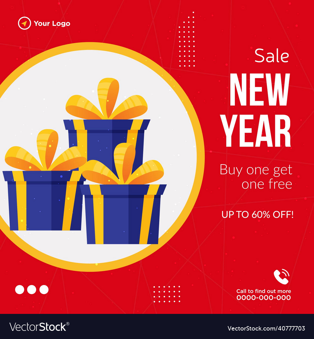 Happy new year sale banner design Royalty Free Vector Image