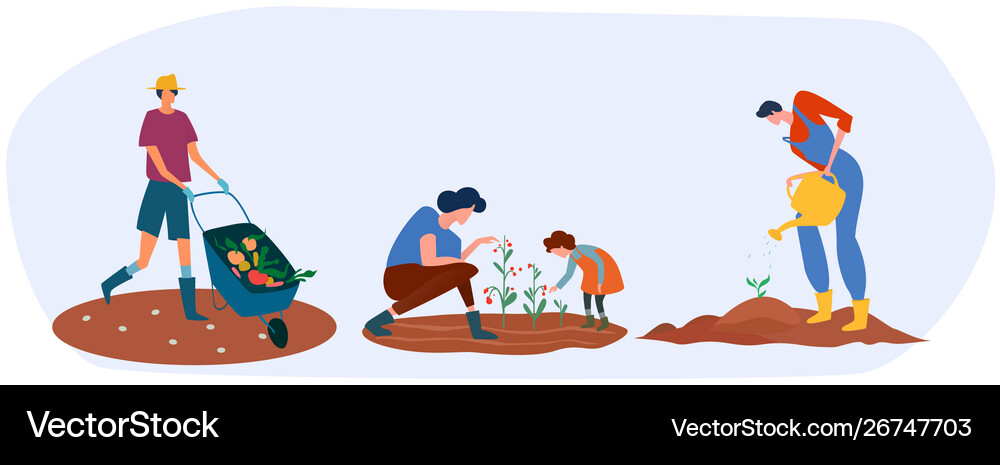 Set farmers or agricultural workers are working Vector Image