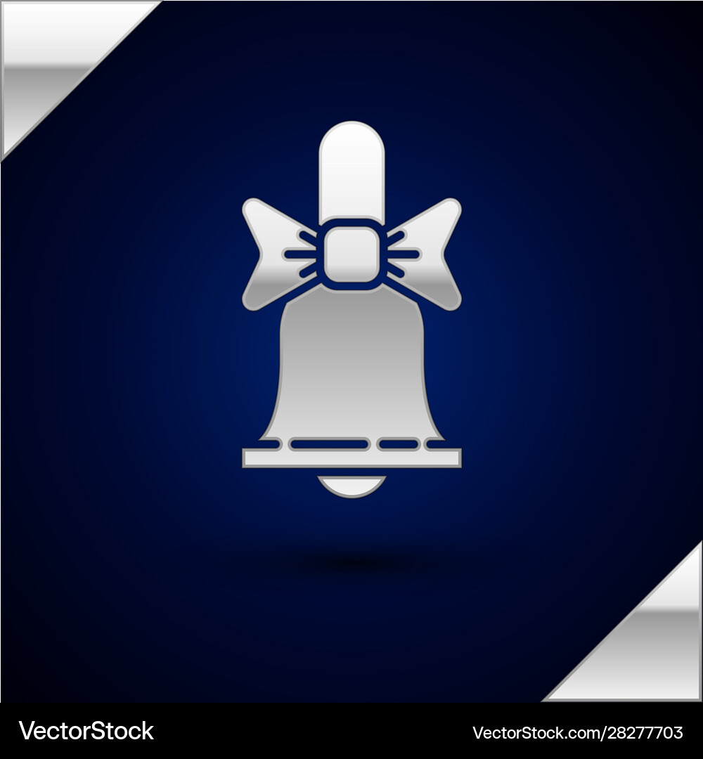 Silver merry christmas ringing bell icon isolated Vector Image