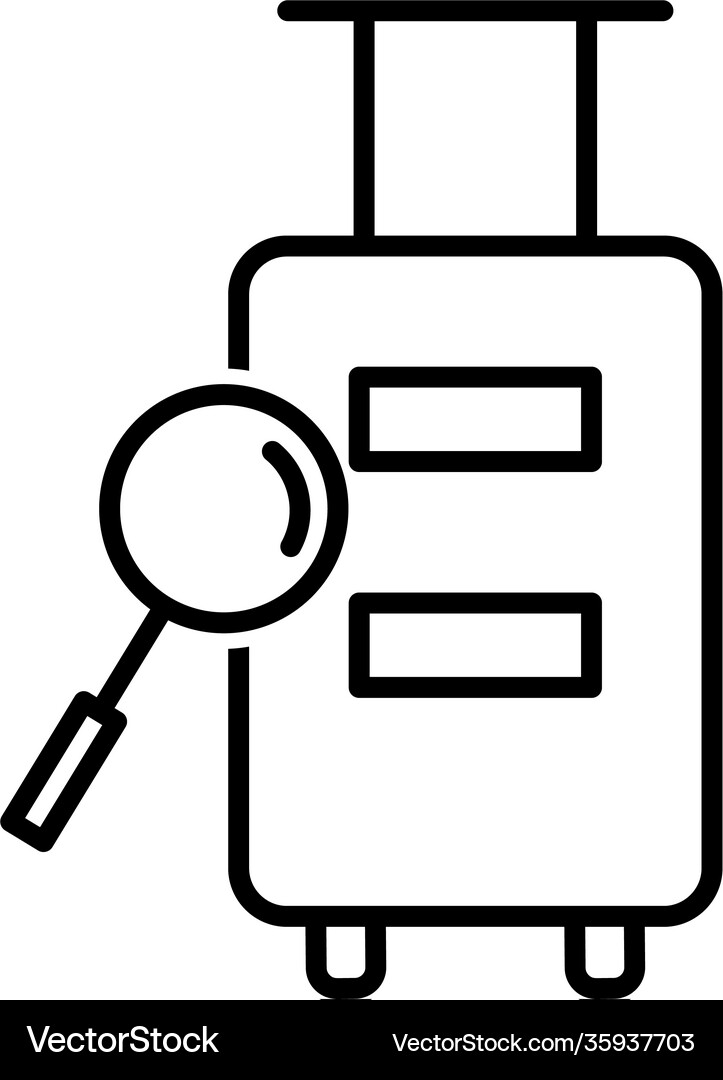 Unique luggage inspection line icon Royalty Free Vector