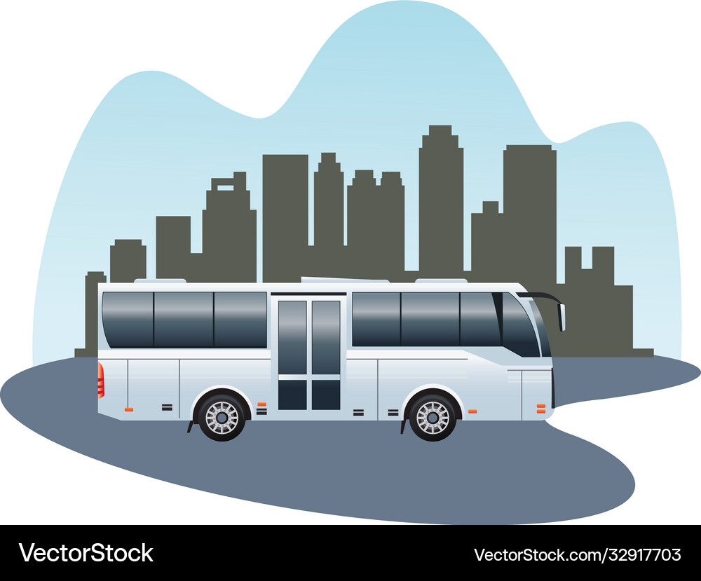 White bus public transport vehicle icon Royalty Free Vector