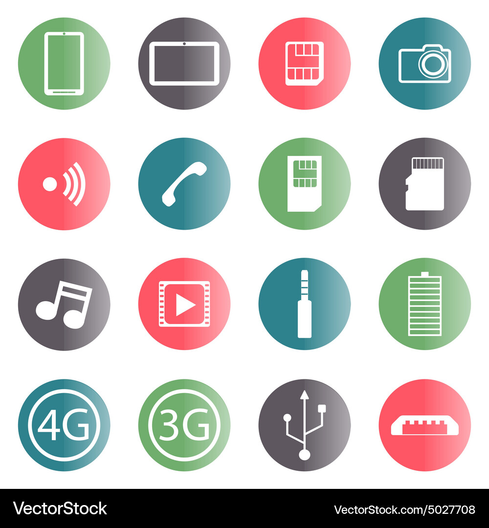 A set of mobile icons Royalty Free Vector Image